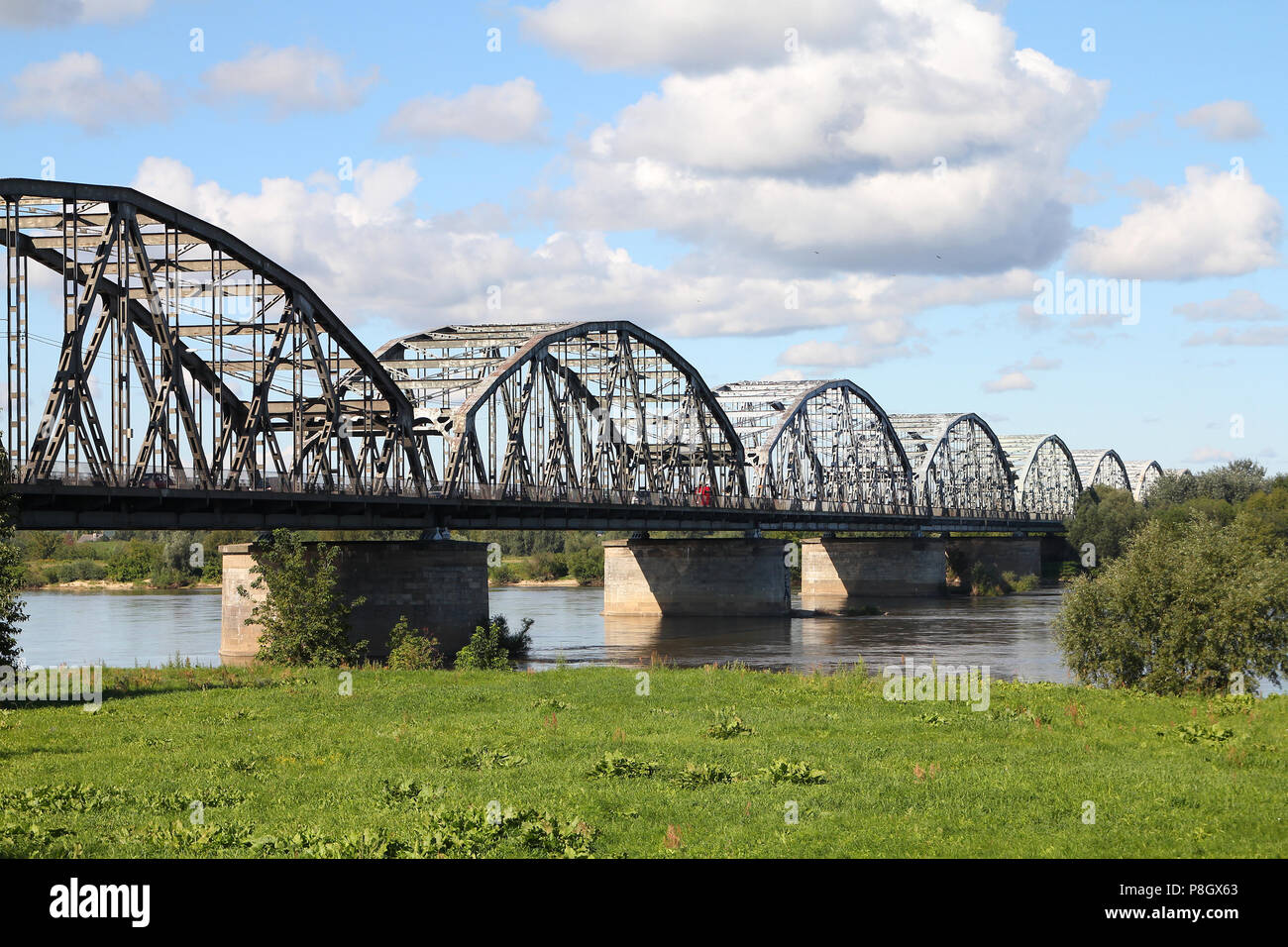 Poland - Grudziadz, famous truss bridge over Vistula river ...