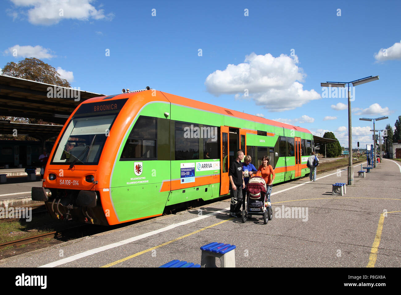 GRUDZIADZ, POLAND - SEPTEMBER 4: Train SA106 (manufactired by PESA) of ...