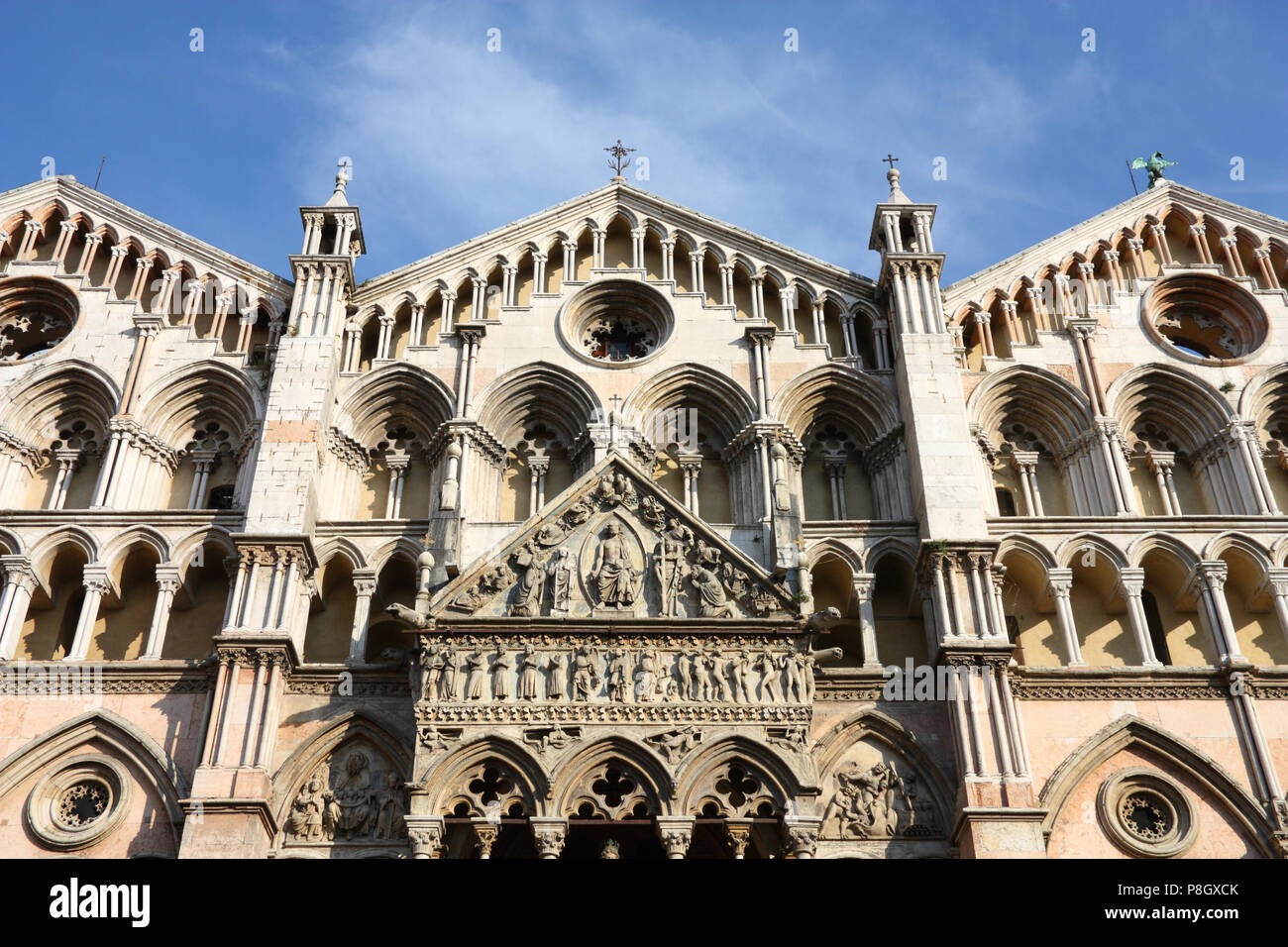 Italy - Romanesque facade of famous Ferrara Cathedral in Emilia Romagna ...