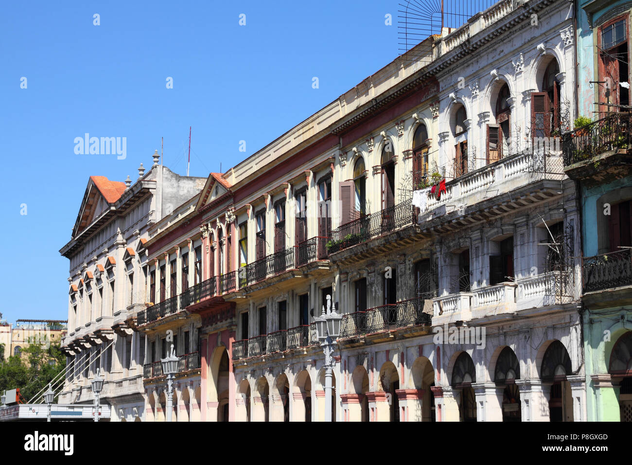 Havana, Cuba - city architecture. Old residential buildings Stock Photo ...