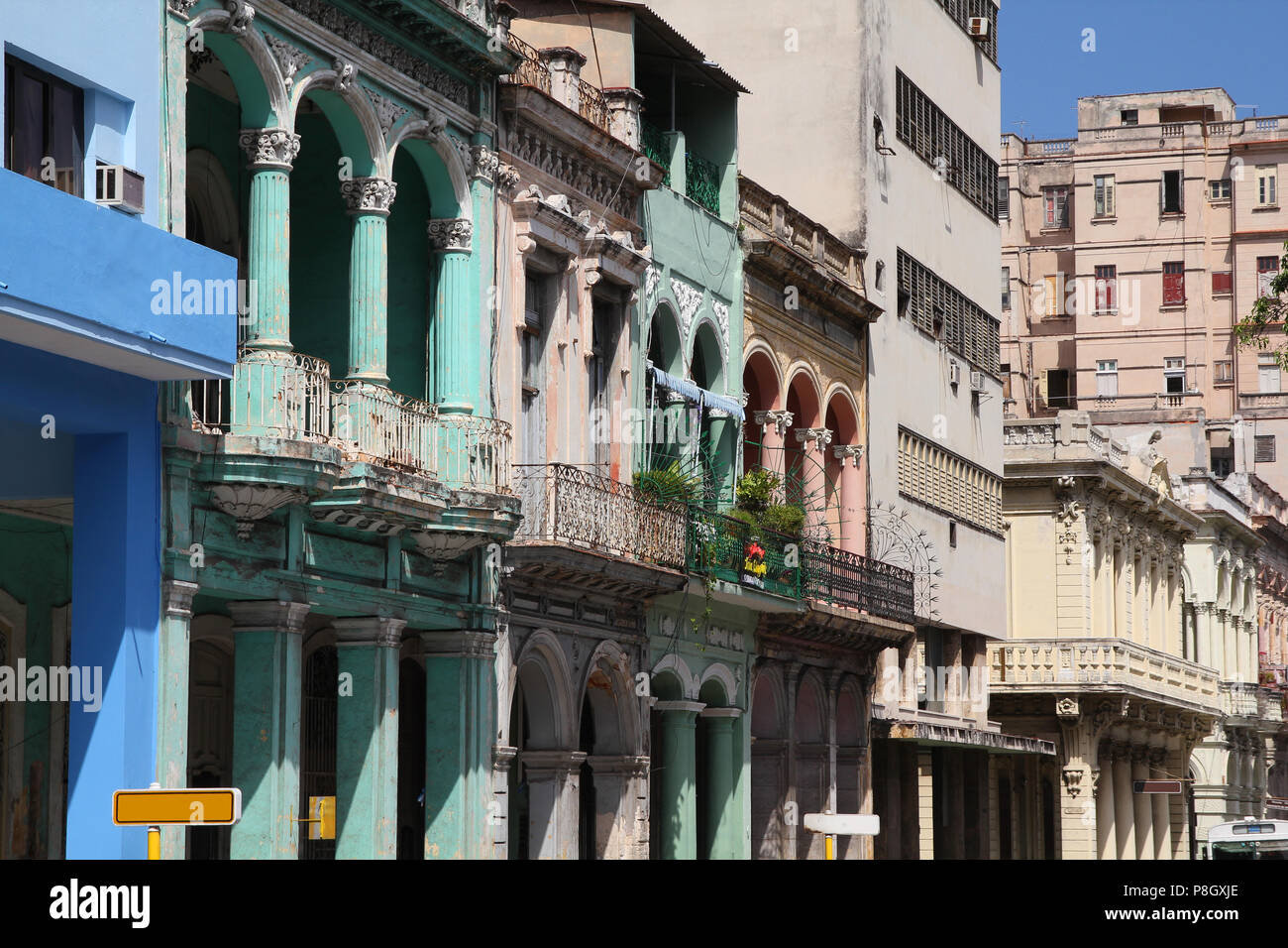 Havana, Cuba - city architecture. Old residential buildings Stock Photo ...