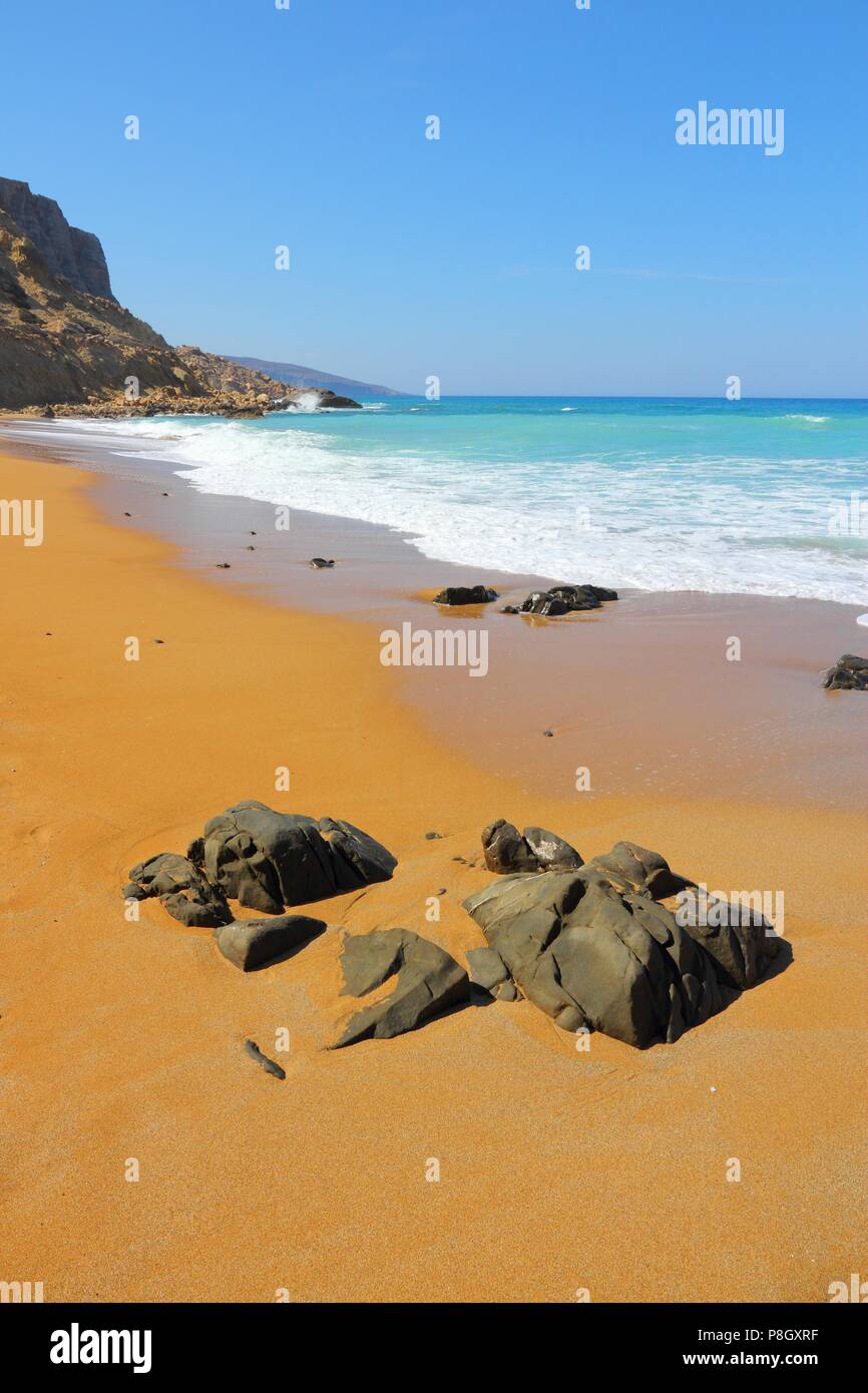 Coast of Crete island in Greece. Red Beach of famous Matala Stock Photo ...