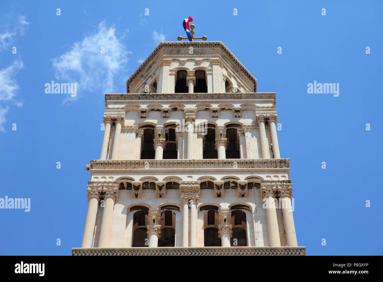 Croatia - Split in Dalmatia. Diocletian's Palace tower - famous UNESCO ...