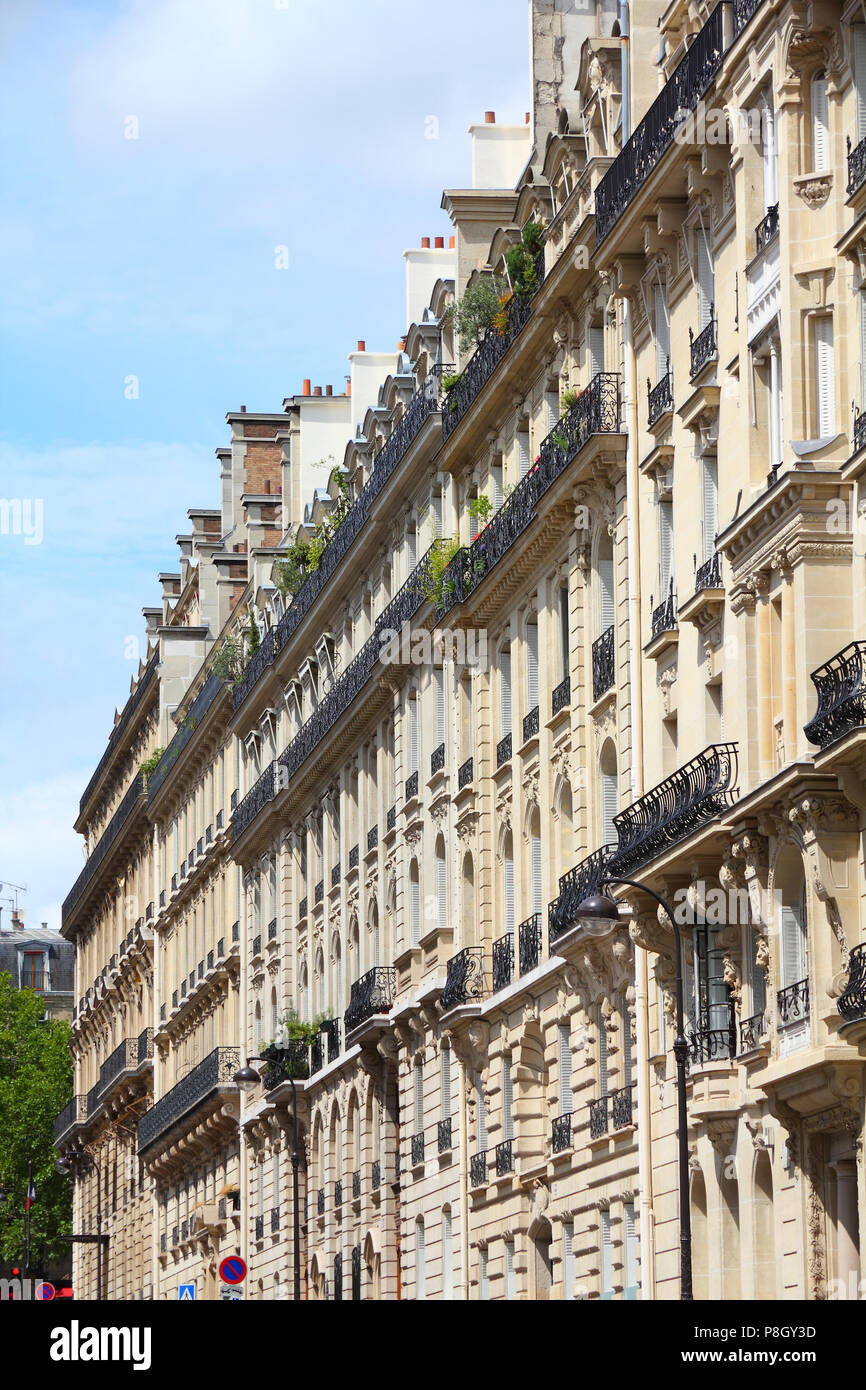 Paris, France - typical old apartment buildings. Windows and balconies ...