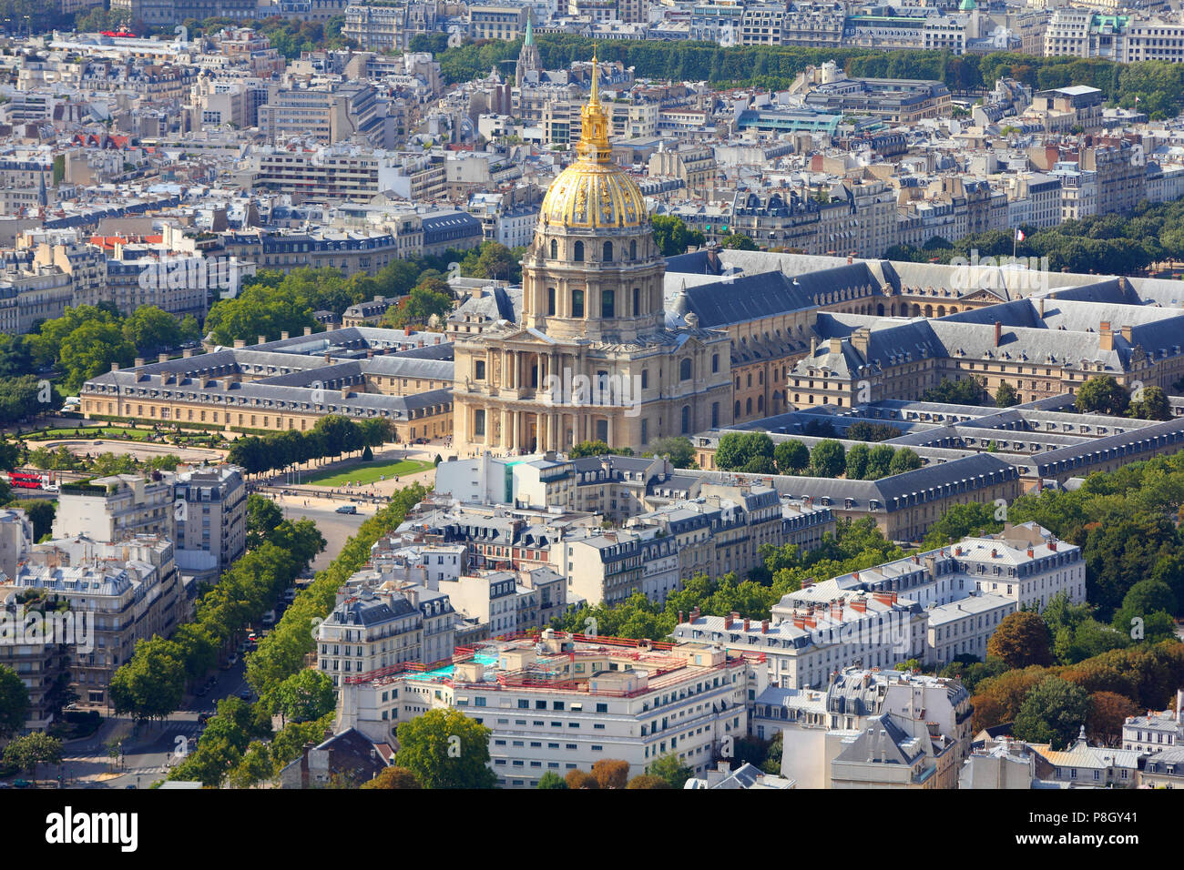 Paris, France - aerial city view with Invalides Palace. UNESCO World ...