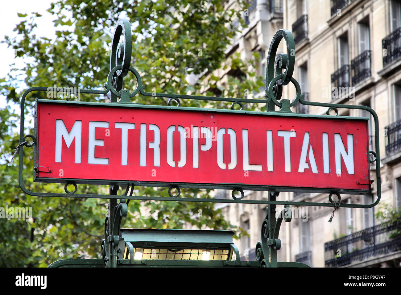 Paris, France - retro metro station sign. Subway train entrance Stock ...