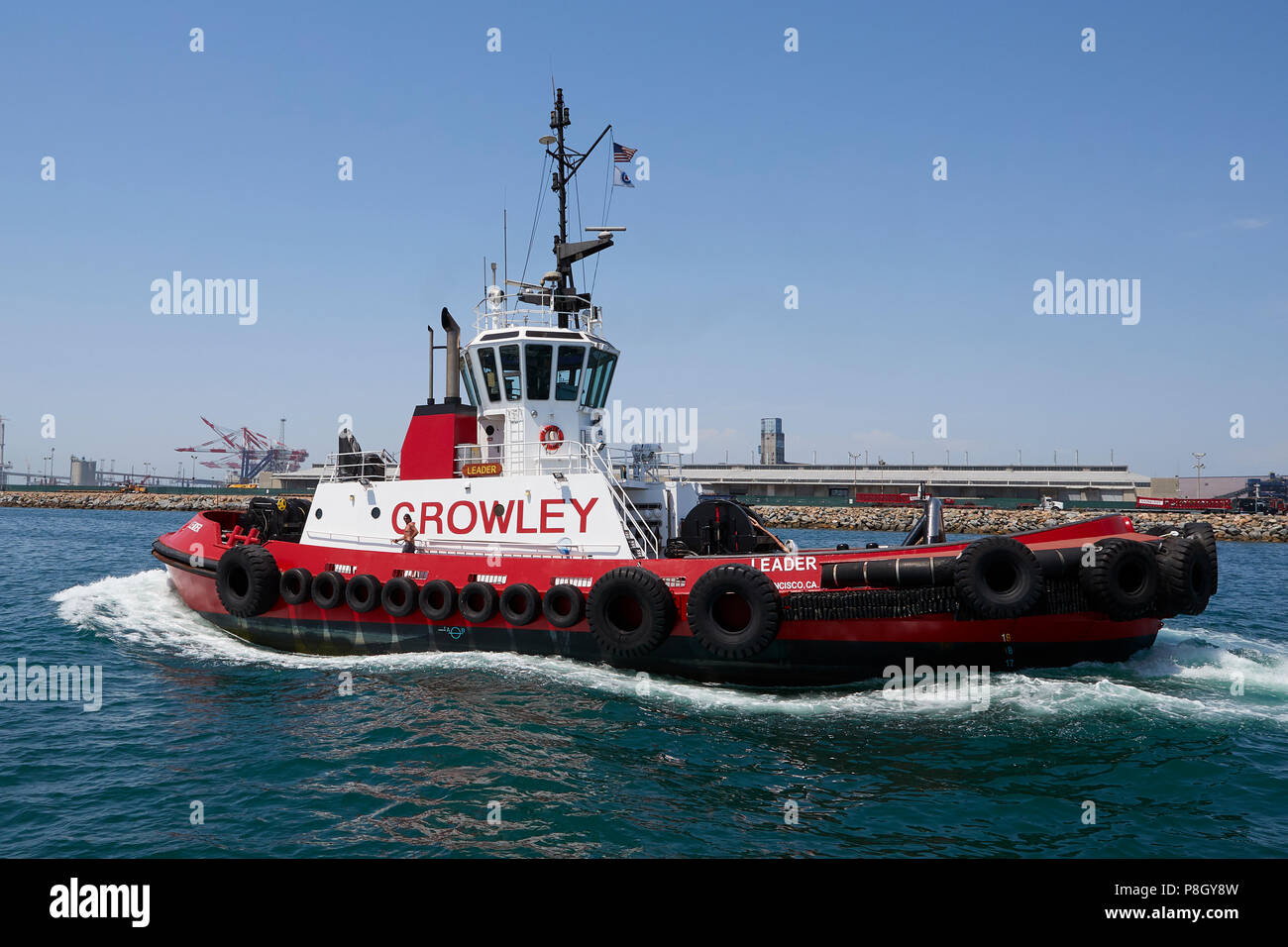 Crowley Maritime Tractor Tug, LEADER, Under Way In The Port Of Long ...