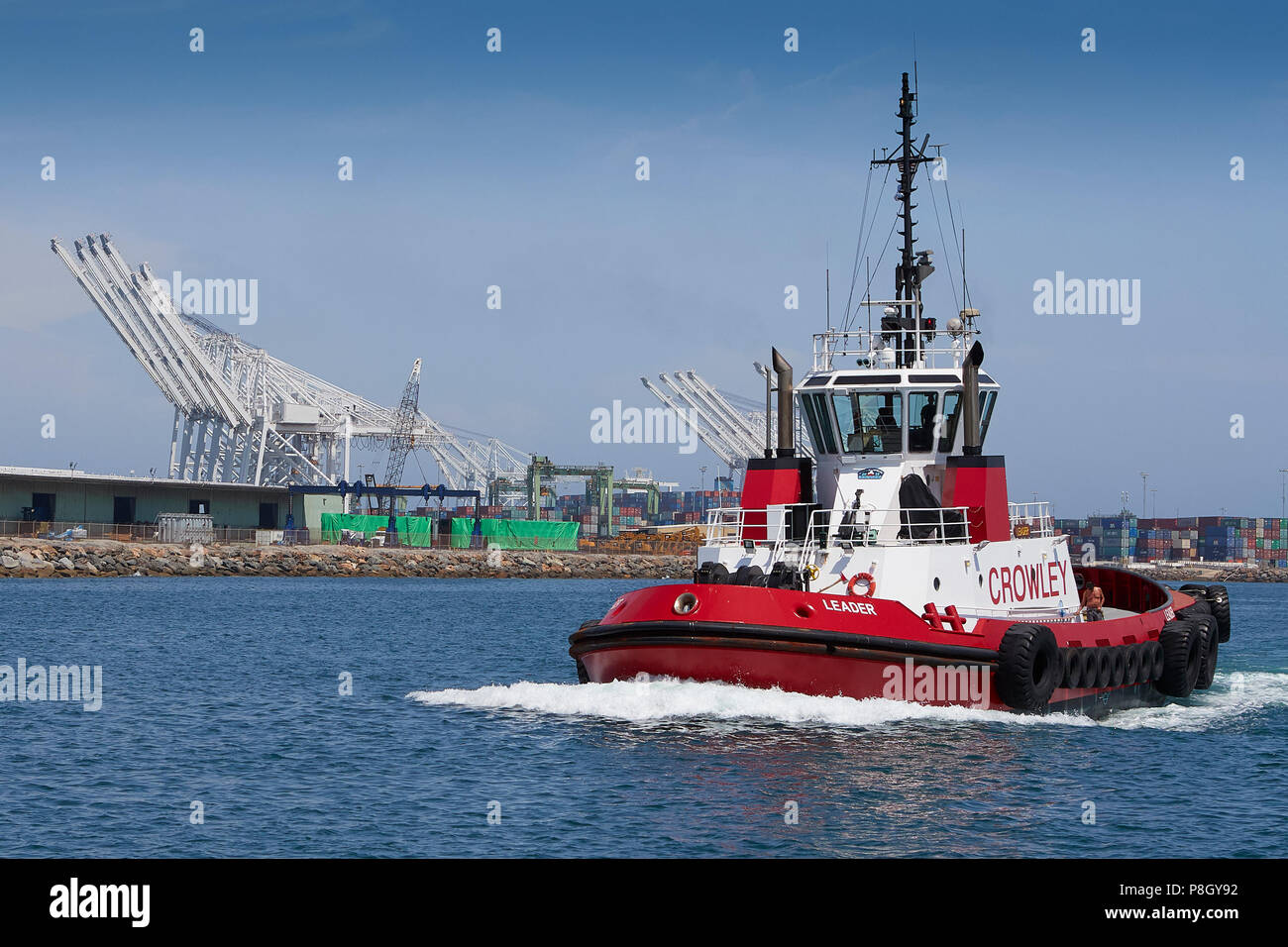 Crowley Maritime Tractor Tug, LEADER, Under Way In The Port Of Long ...