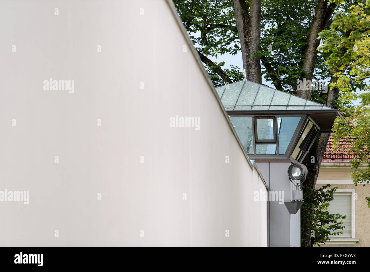 Germany, Munich. 11th July, 2018. A big searchlight at a watch tower of ...