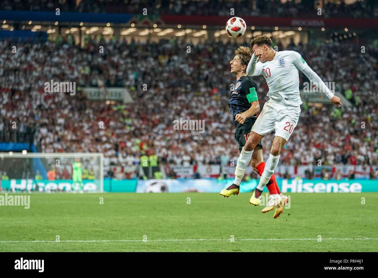 July 10, 2018: Luka Modric of Croatia and Dele Alli of England fighting ...
