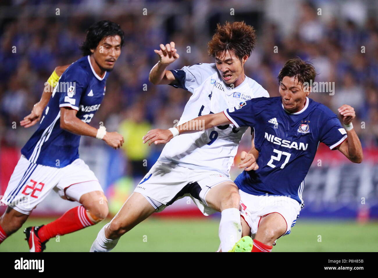 Kanagawa, Japan. 11th July, 2018. (L-R) Yuji Nakazawa (FMarinos), Akira ...