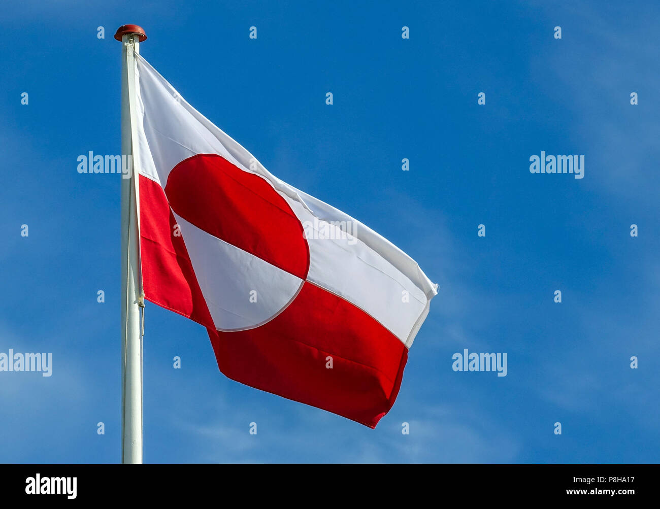 20.06.2018, Gronland, Denmark: The flag of Gronland, taken in the ...