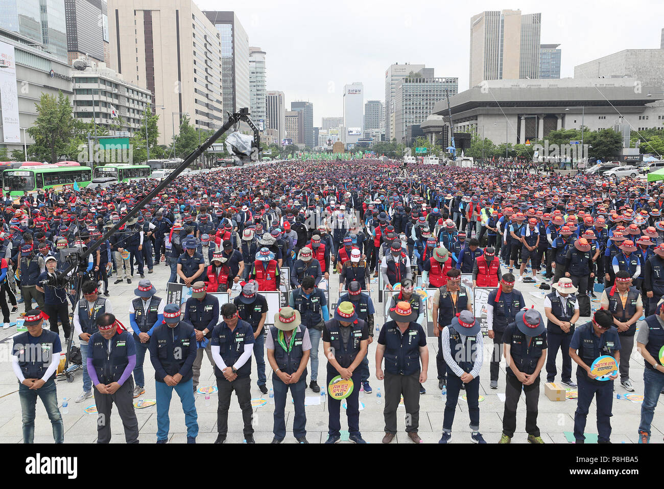 12th July, 2018. Construction workers strike Construction workers stage ...