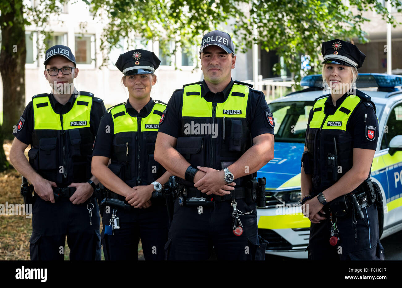 Germany, Hanover. 12th July, 2018. Police officers showing their new ...