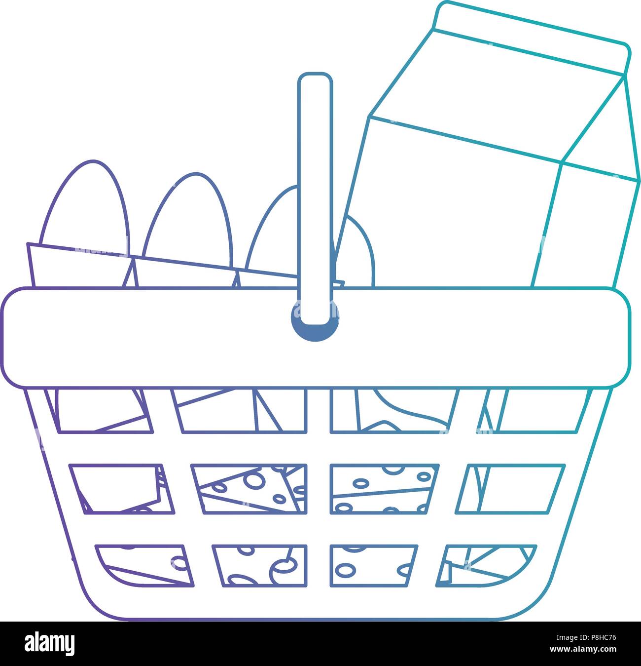 shopping basket with supermarket products Stock Vector Image & Art - Alamy
