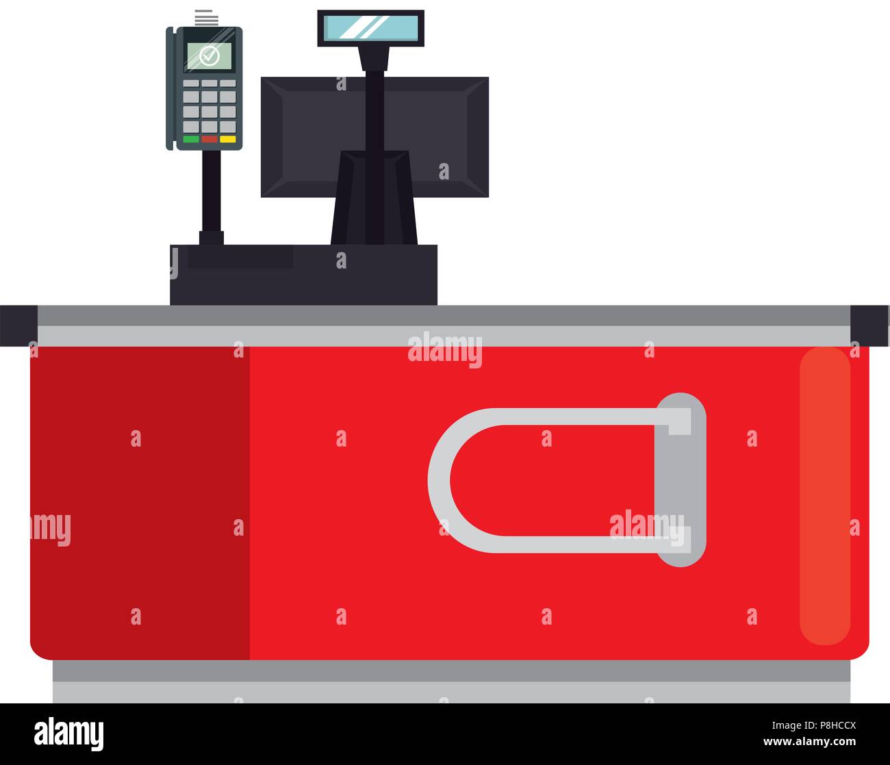 supermarket point of sale desk with voucher machine Stock Vector Image ...