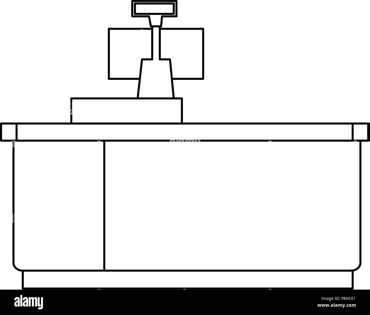 supermarket point of sale desk with computer Stock Vector Image & Art ...