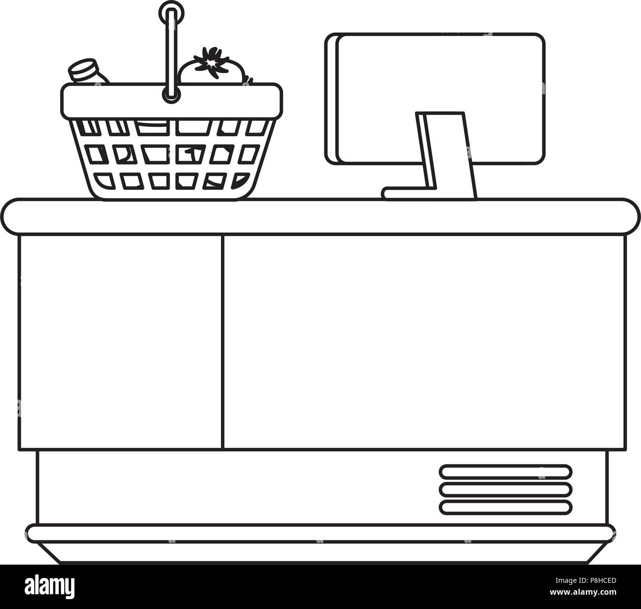 supermarket point of sale desk with voucher and basket Stock Vector ...
