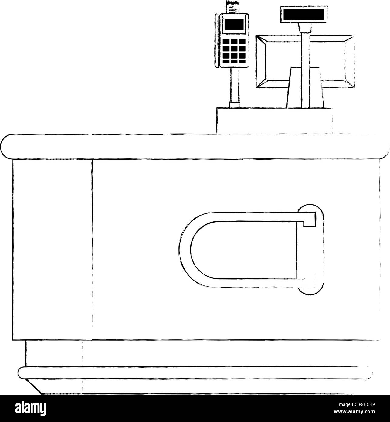 supermarket point of sale desk with voucher machine Stock Vector Image ...