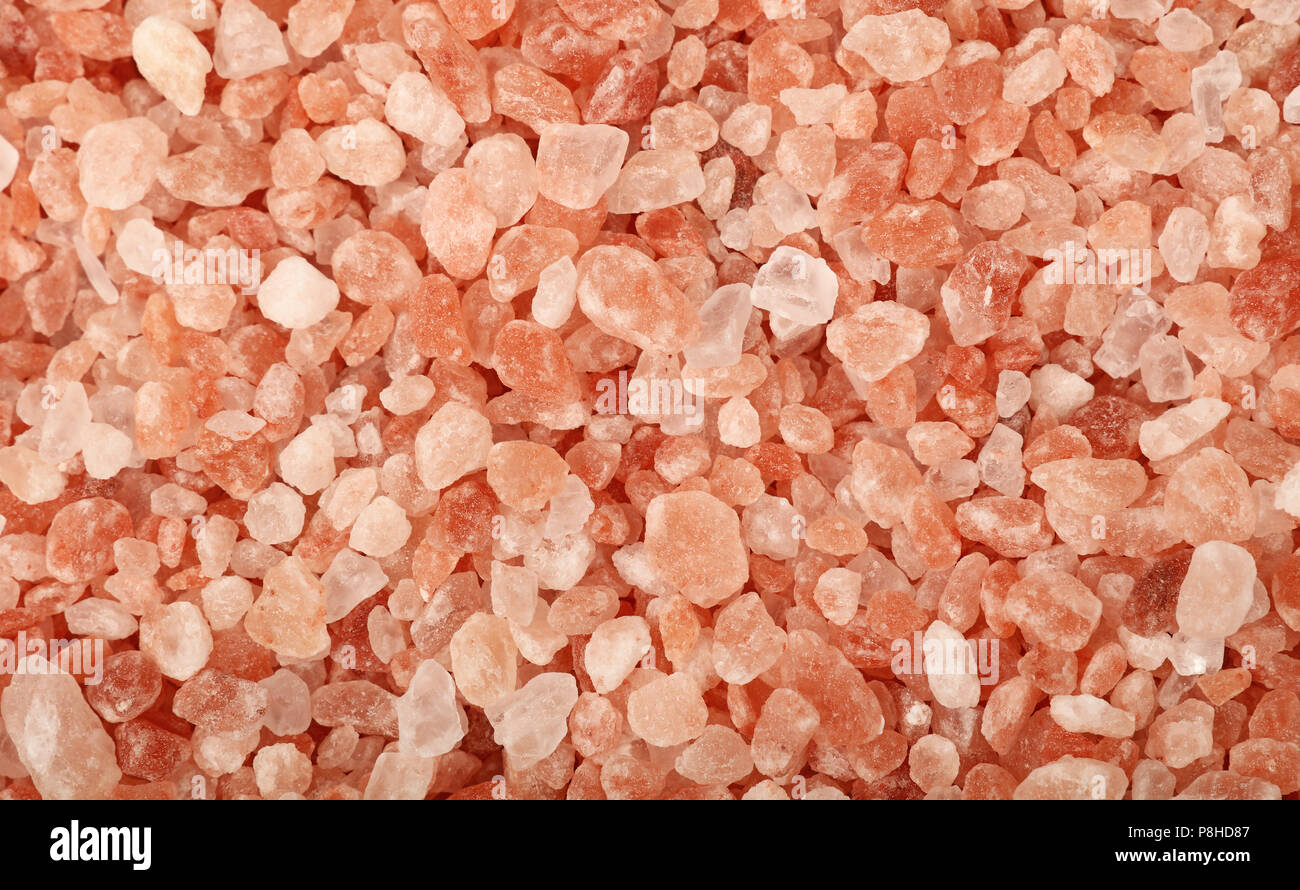 Close up background texture of large crystals pink Himalayan salt ...