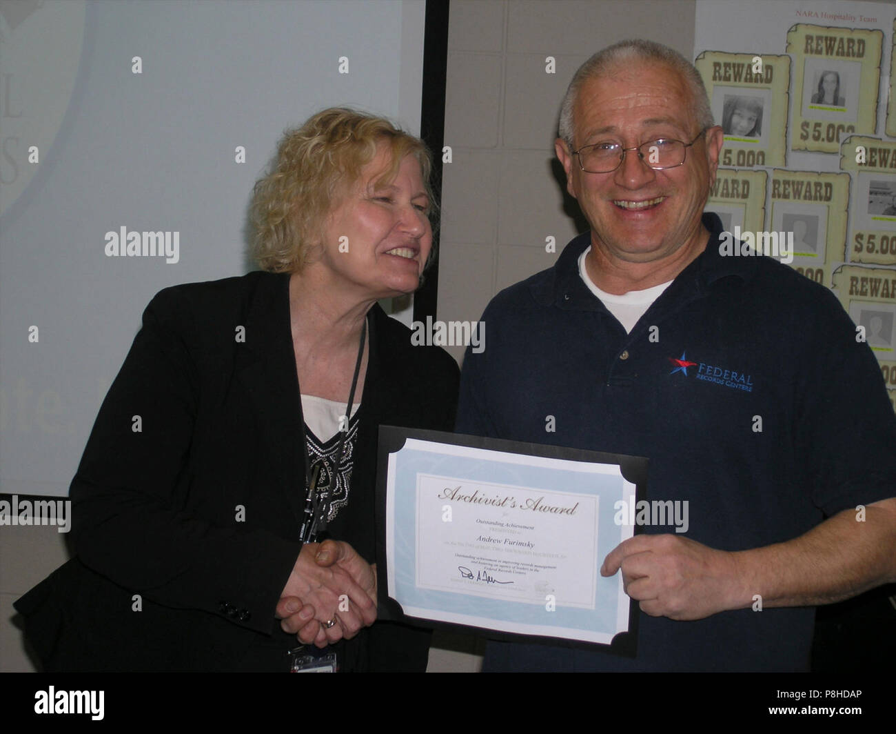 80th Anniversary Celebration . Pamela Wegner giving a certificate to ...