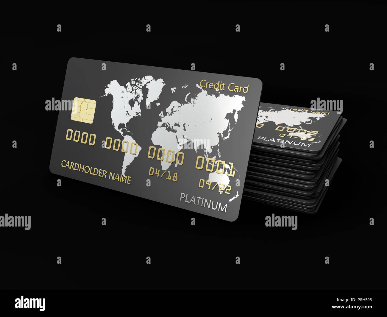 Realistic detailed credit cards 3d illustration design isolated black ...