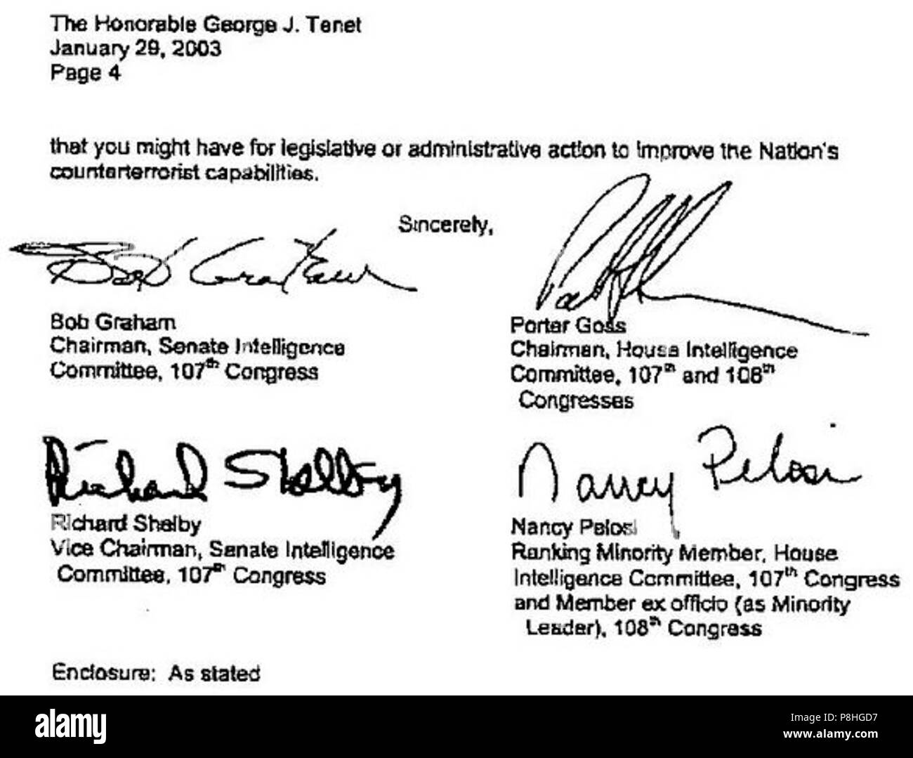 9 11 joint inquiry report - part four signatories Stock Photo - Alamy