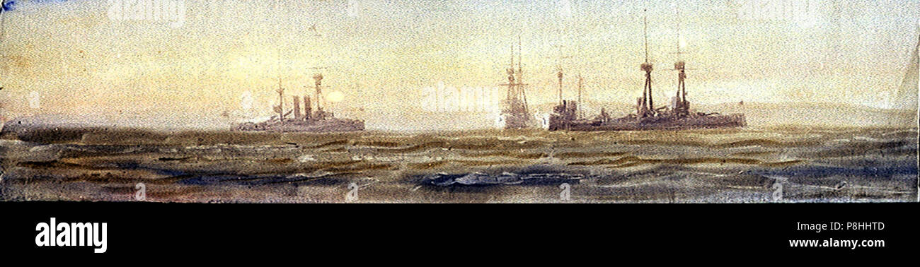 A 'King Edward VII'-class and a 'Bellerophon'-class battleship, with ...