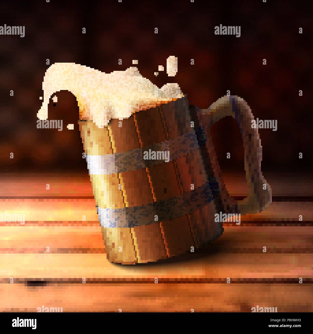 realistic wooden old beer mug Stock Vector Image & Art - Alamy