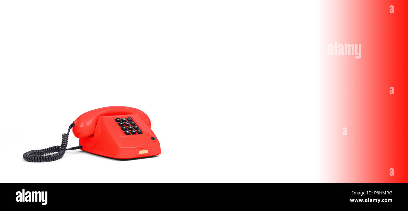 Vintage red telephone with a white background Stock Photo - Alamy