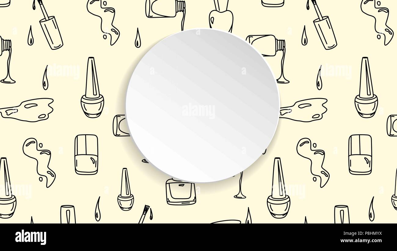 Nail banner with doodle manicure pattern. Hand drawn polish and Stock ...