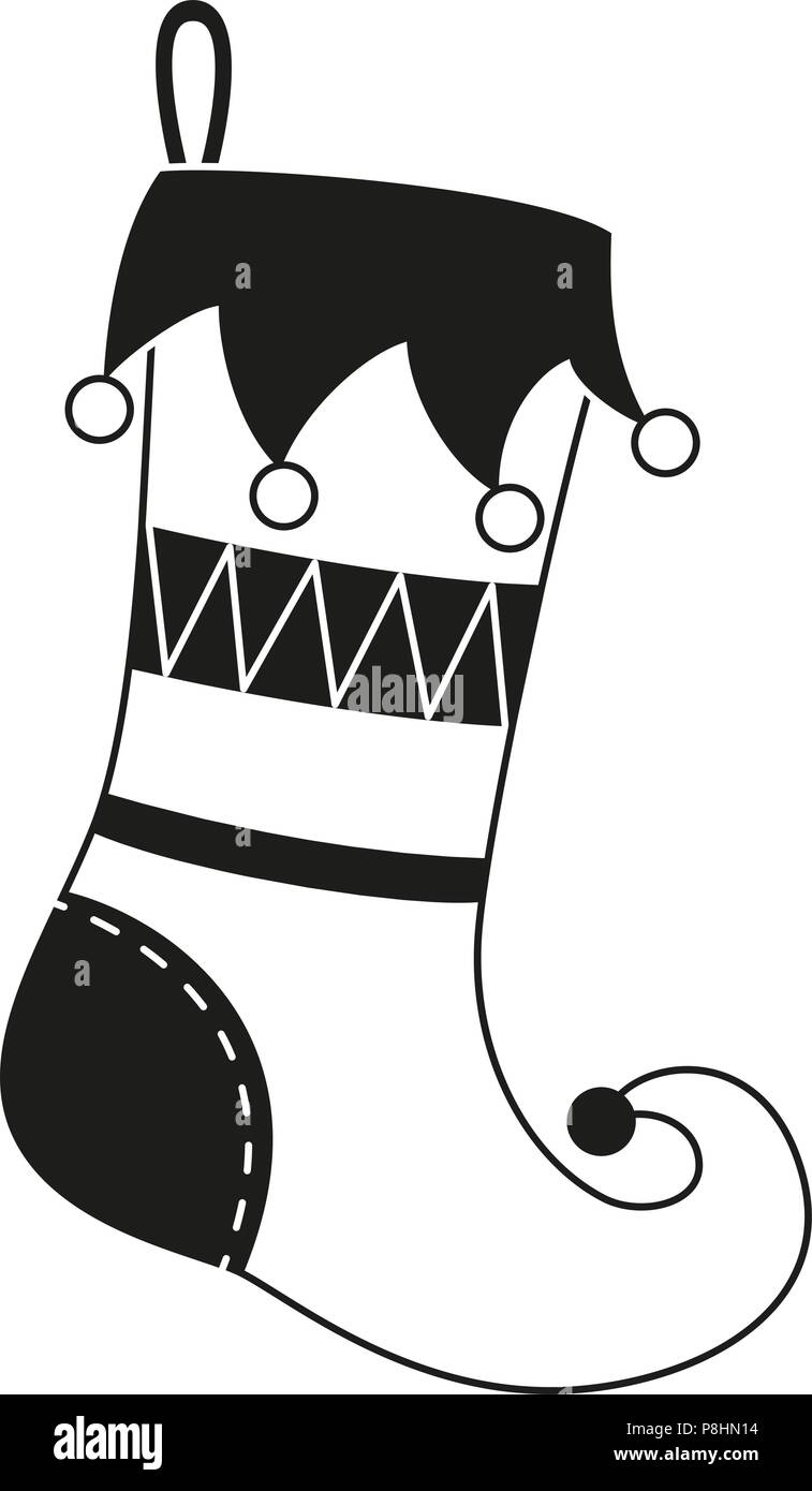 Black and white cute christmas stocking silhouette. Holiday themed ...