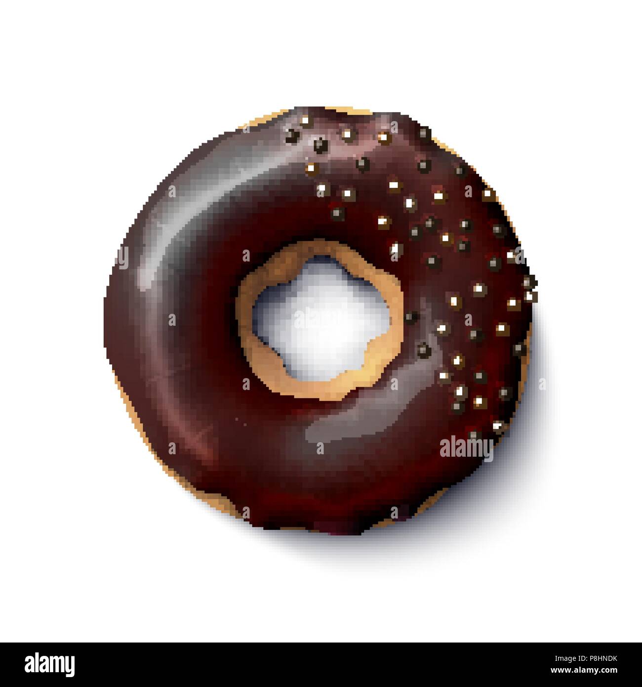 Stock vector illustration realistic donut. Chocolate glaze. Brilliant ...