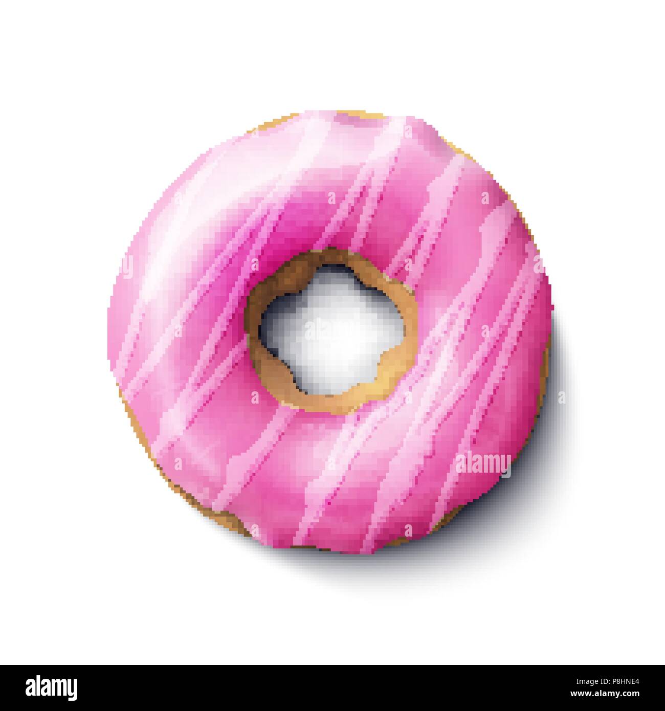 Stock vector illustration realistic donut. Pink icing. Donut isolated ...