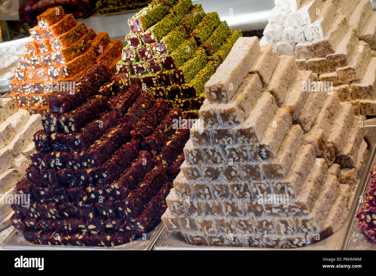 Load of traditional turkish delight lokum candy Stock Photo - Alamy