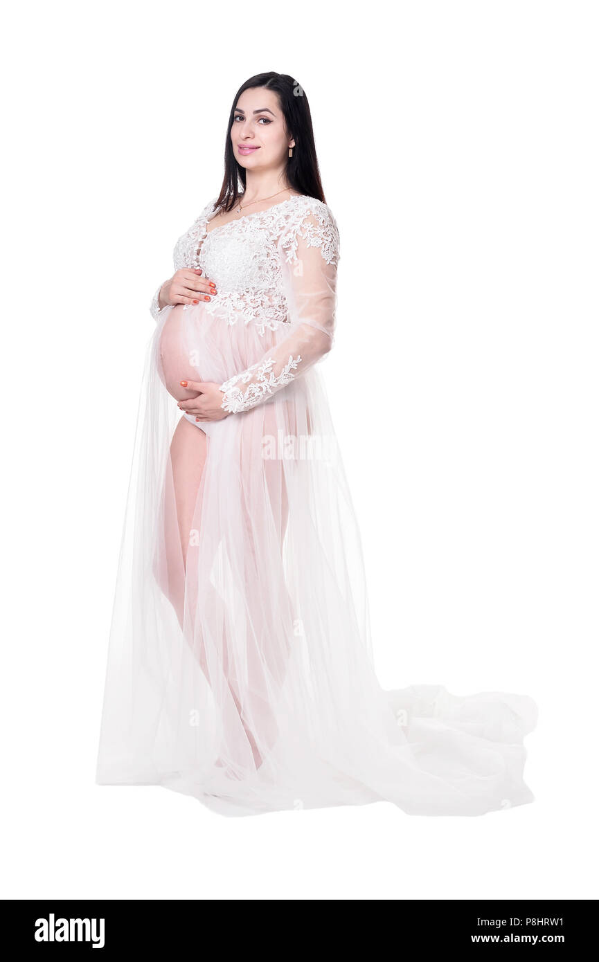 Measure her pregnant belly Cut Out Stock Images & Pictures - Alamy