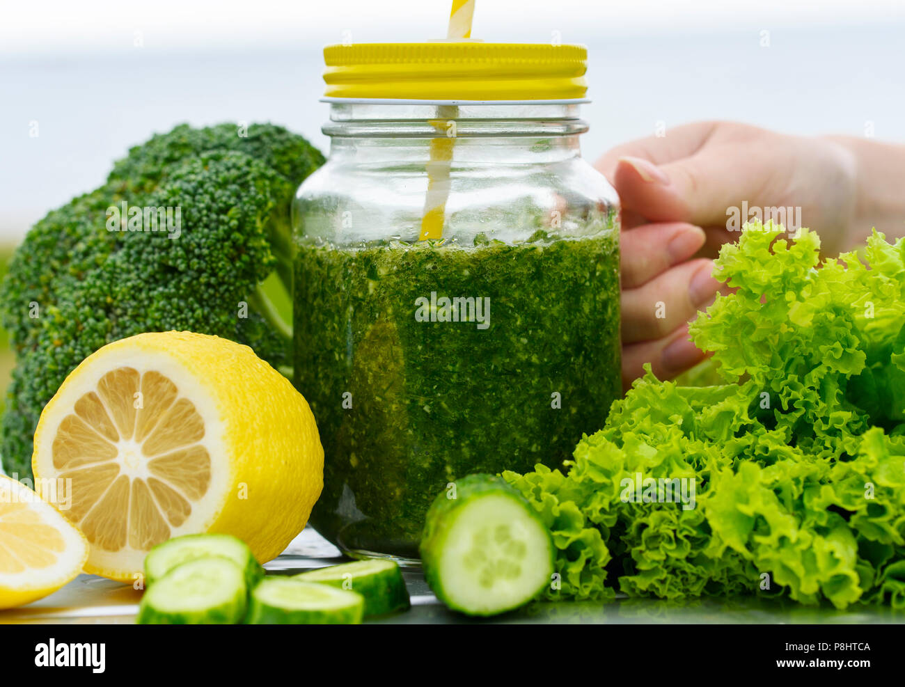 Detox diet. Fresh Detox Juices Stock Photo - Alamy