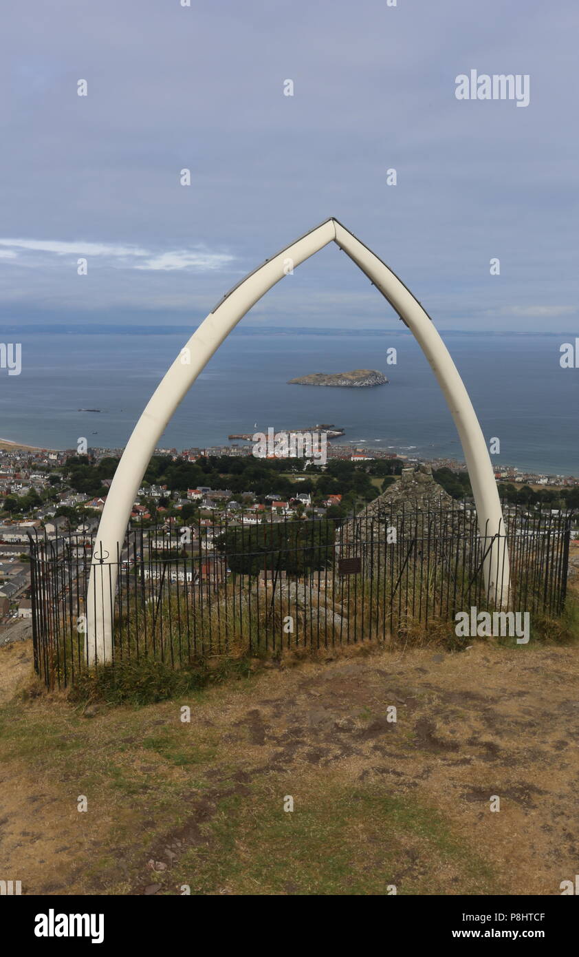Replica whale jaw bone arch on North Berwick Law Scotland July 2018 ...