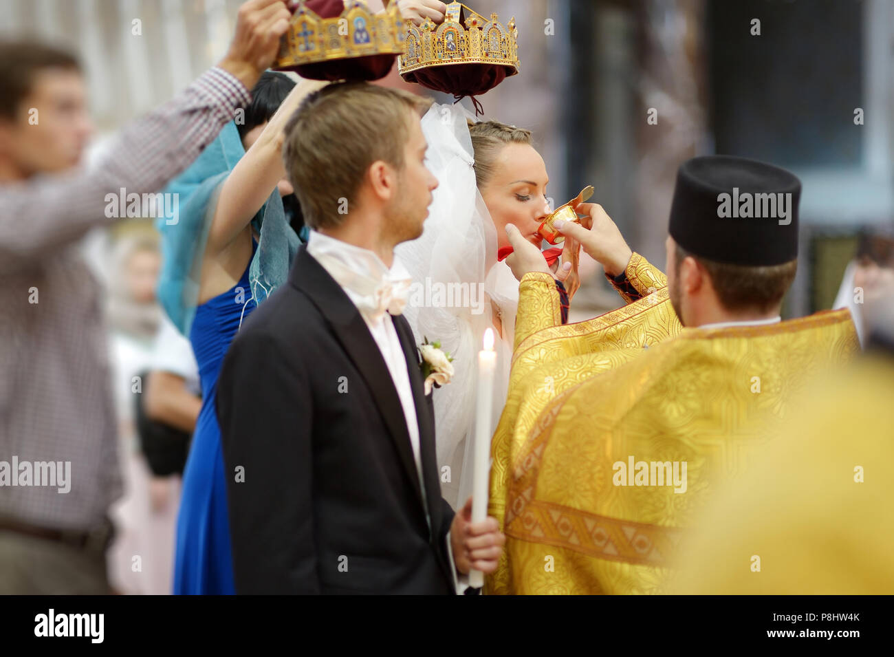 Bride and groom during an orthodox wedding ceremony Stock Photo - Alamy