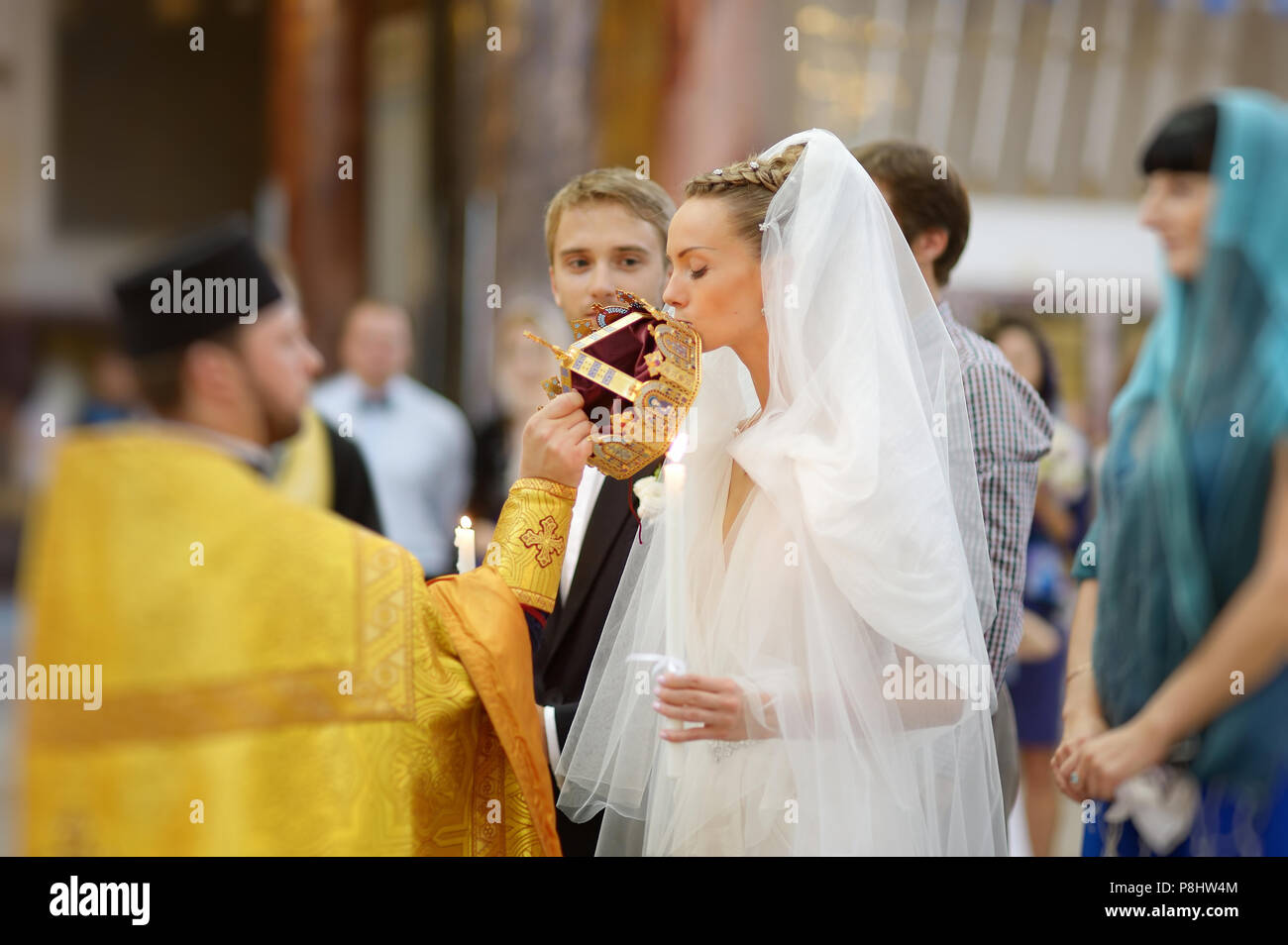 Bride and groom during an orthodox wedding ceremony Stock Photo - Alamy