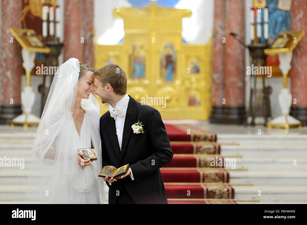 Bride and groom after an orthodox wedding ceremony Stock Photo - Alamy