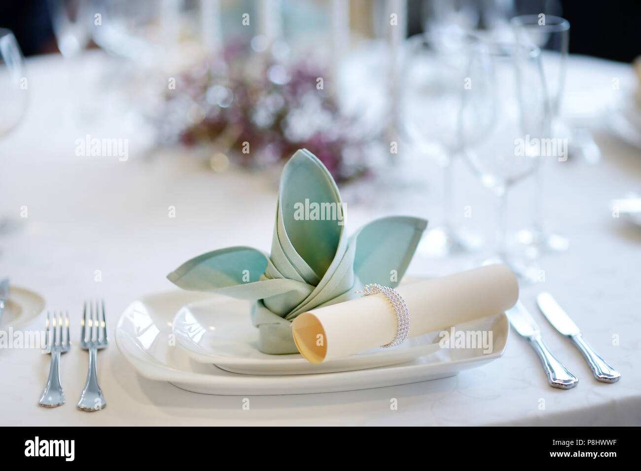 Table setting for an event party or wedding reception Stock Photo - Alamy