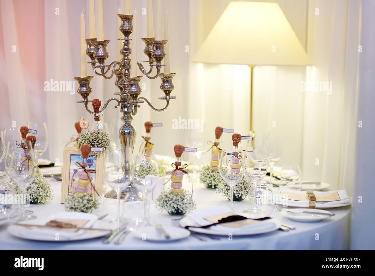 Table setting for an event party or wedding reception Stock Photo - Alamy