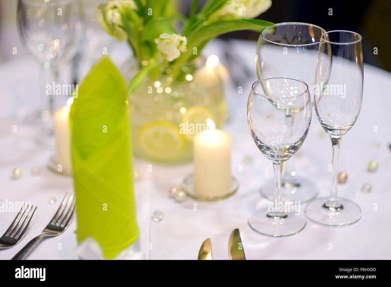 Table setting for an event party or wedding reception Stock Photo - Alamy