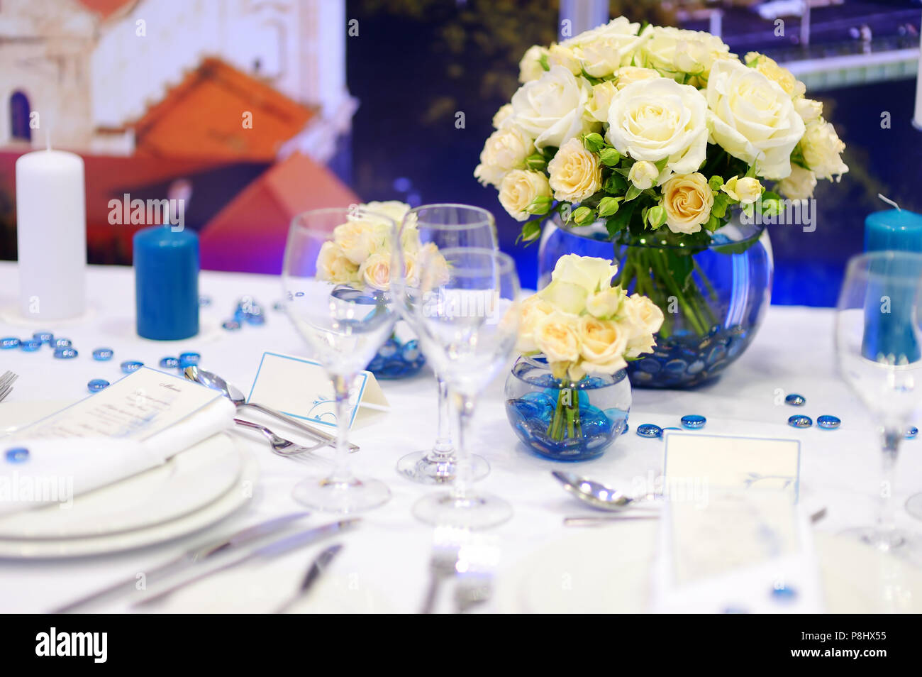 Table setting for an event party or wedding reception Stock Photo - Alamy