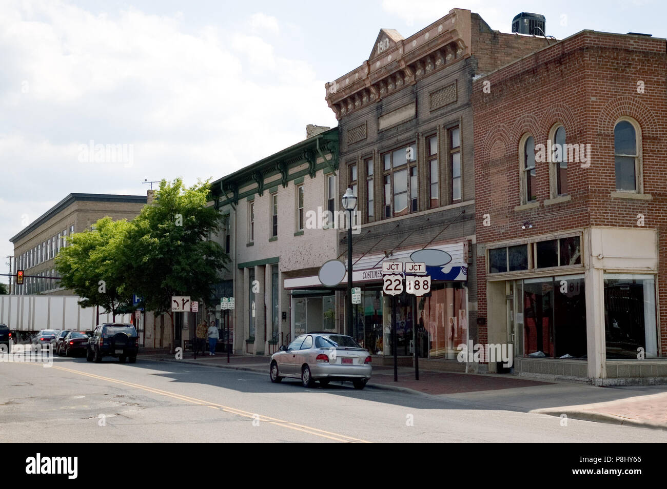 A look down the Main street of a small town in the Midwest of the U.S.A ...