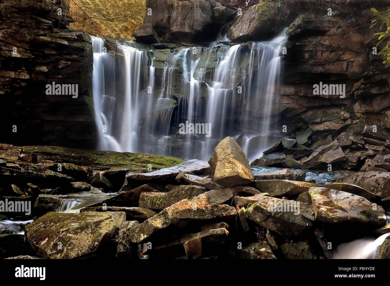 A small secluded waterfall in the forests of West Virginia. This one is ...