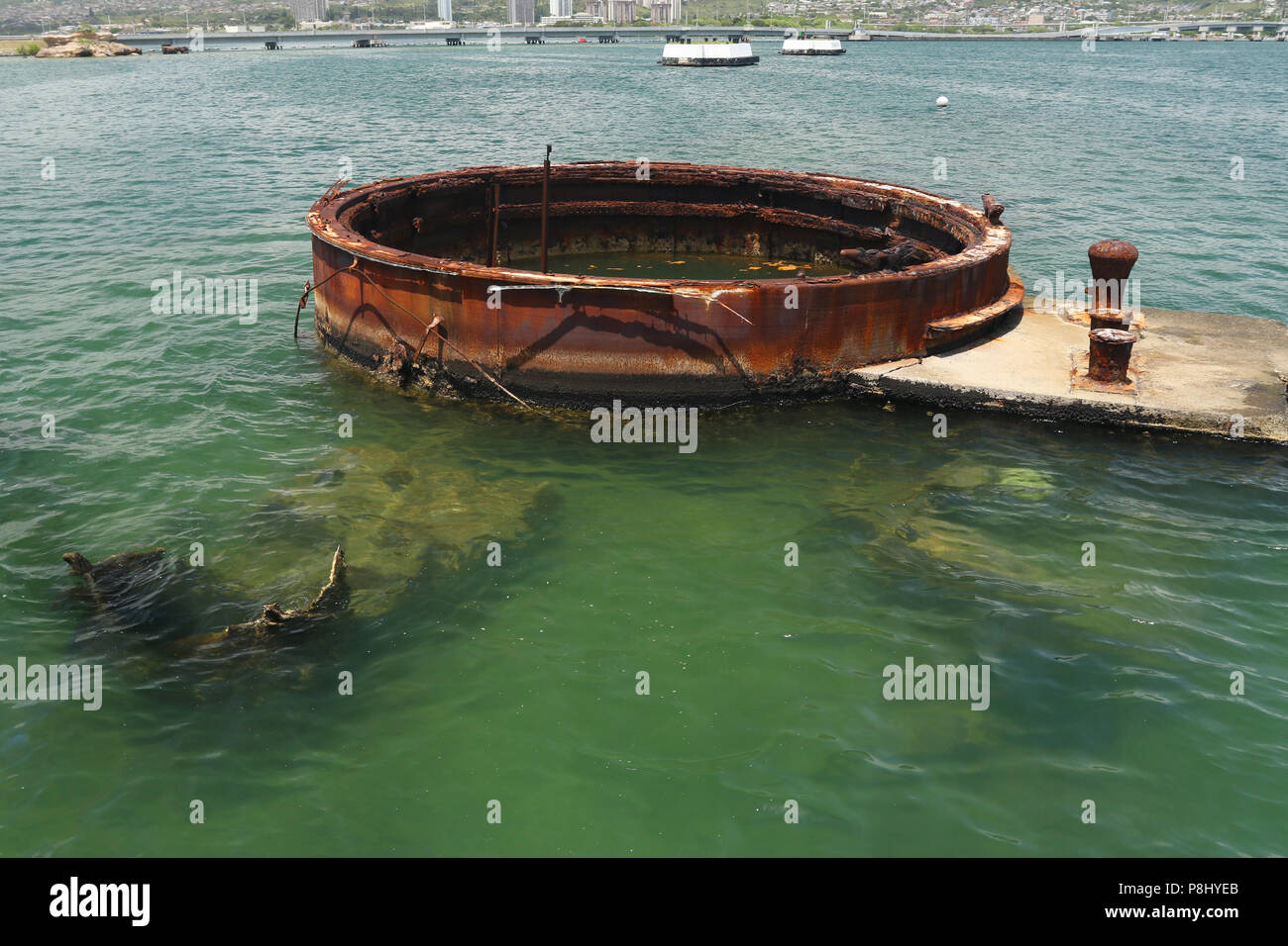 USS Arizona Memorial. Base of Gun Turret. World War II Valor in the ...