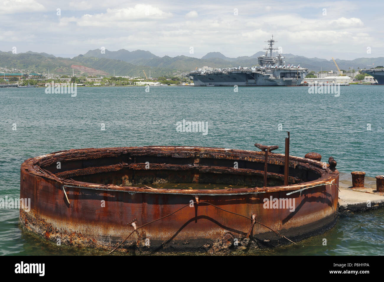 USS Arizona Memorial. Base of Gun Turret. World War II Valor in the ...