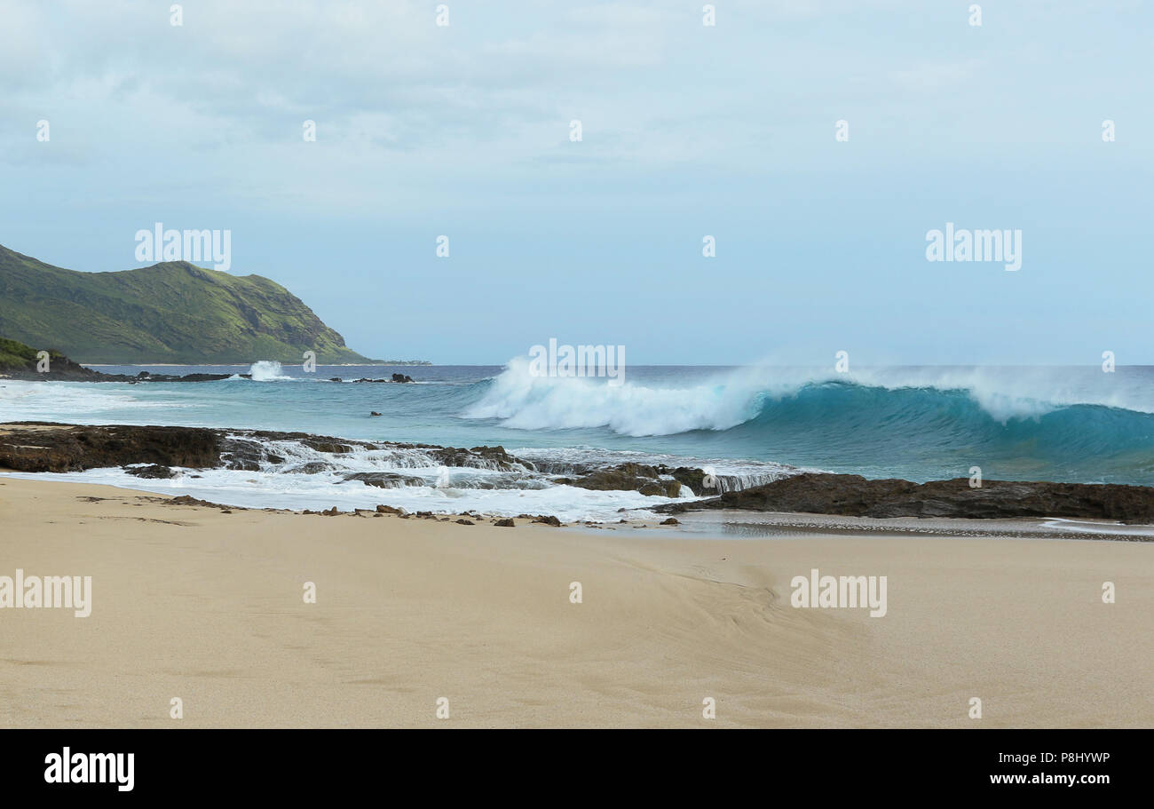 Beach scene at Keawaula Beach, north of Makaha. Keawaula Beach, Kaena ...